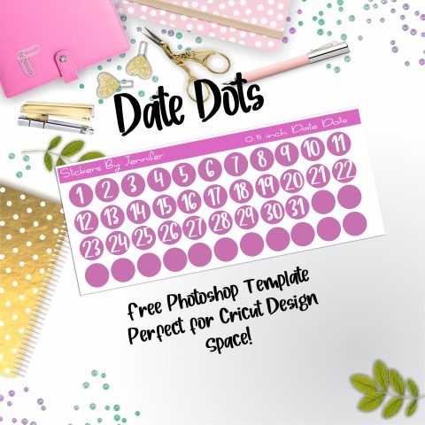 Date Dots Planner Sticker Photoshop Template (Free) | Stickers by Jen ...